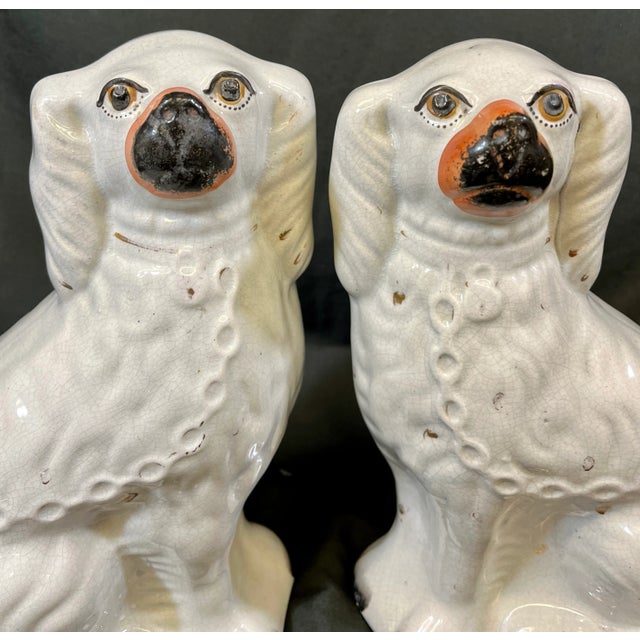 Antique Pair of 10” White Staffordshire Dog Figurines From England ...