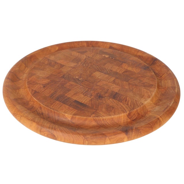 Round Mid Century Danish Modern Butcher Block Dansk Tray by Jens ...