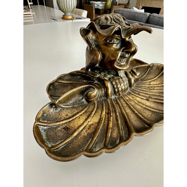 English Late 19th Century Bronze Gargoyle Shell Inkwell | Chairish