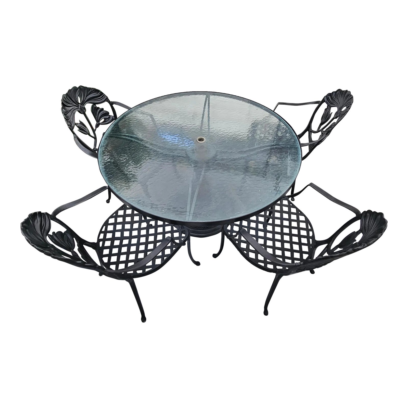 1990s Phyllis Morris Style Cast Metal Outdoor Table & 4 Chairs | Chairish