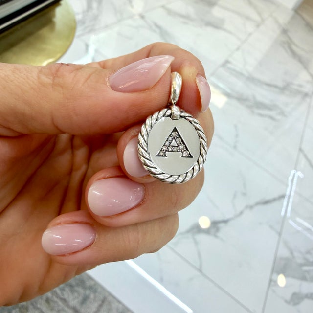 David Yurman Cable Collectibles 925 Silver Diamond “A” Initial Charm ...