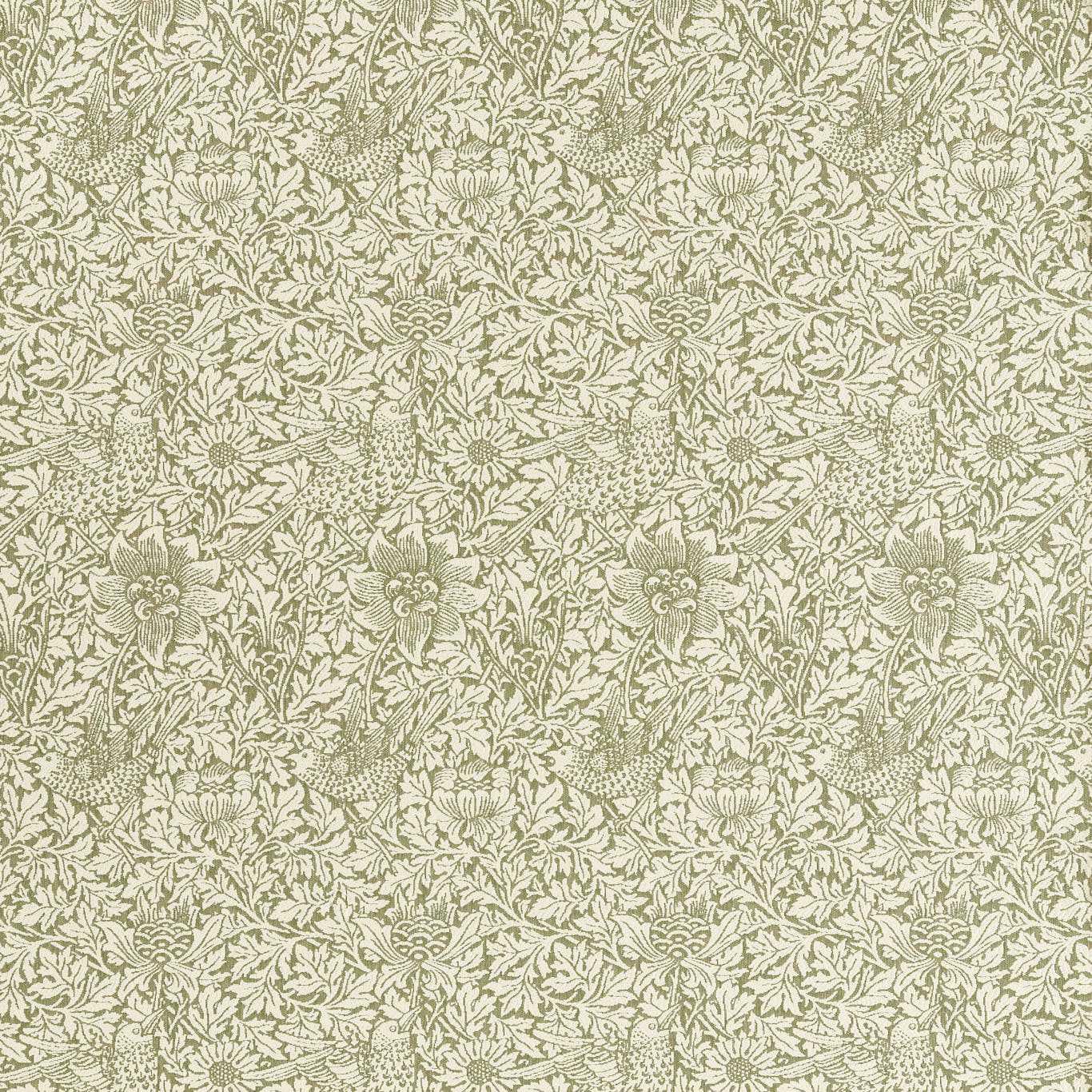 Morris & Co. Bird & Anemone Weave Fabric in Sage | Chairish