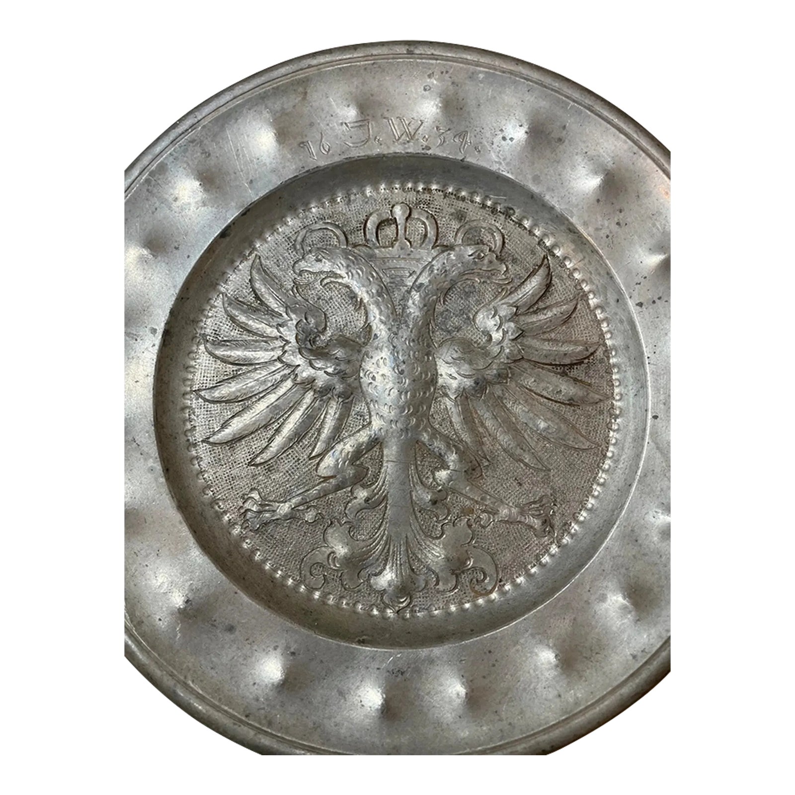 Rare Antique 1634 17th Century Engraved Hand Forged Pewter Eagle Dinner ...