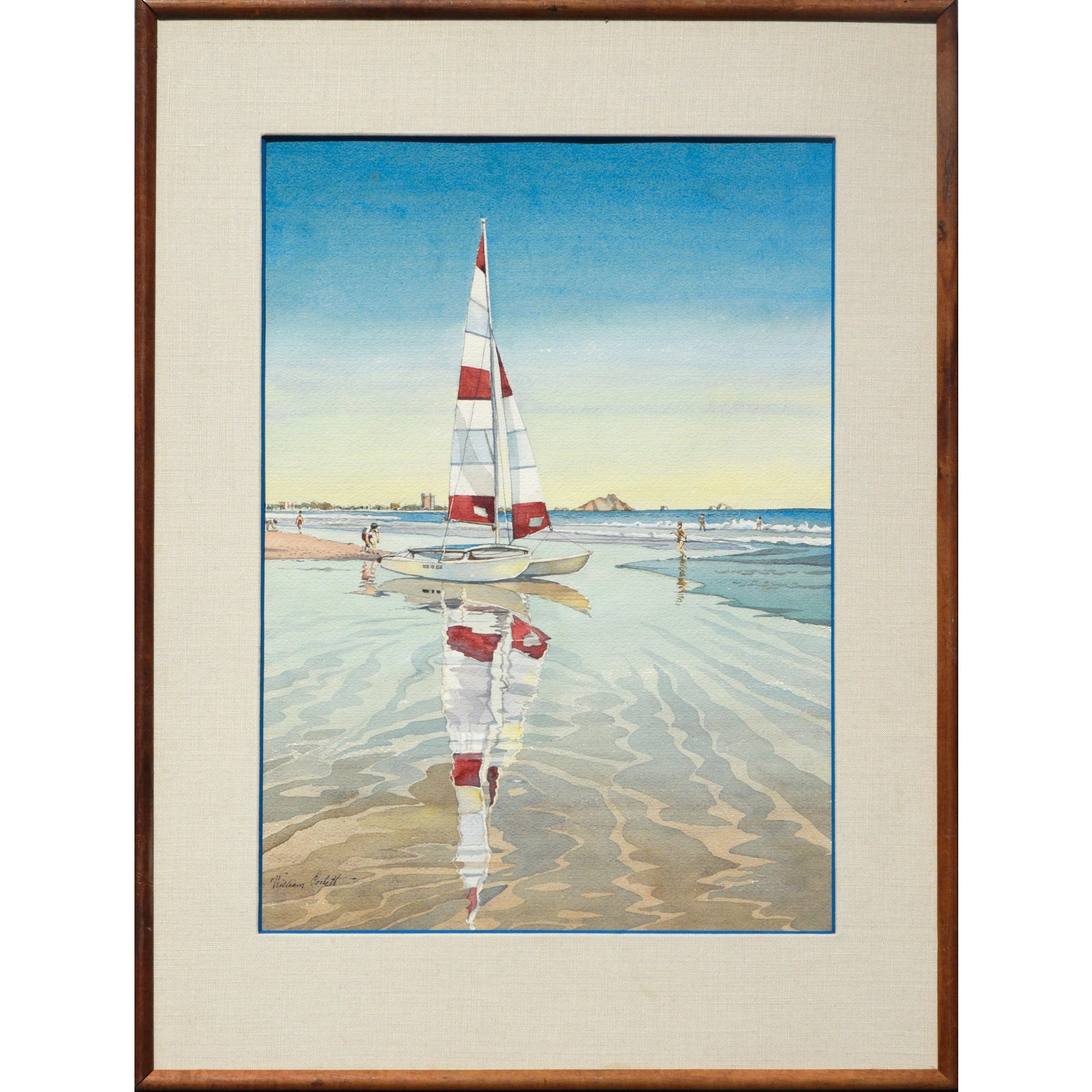 William A. Corbett "Beach Mazatlan" Realism Watercolor on Paper 1960s ...