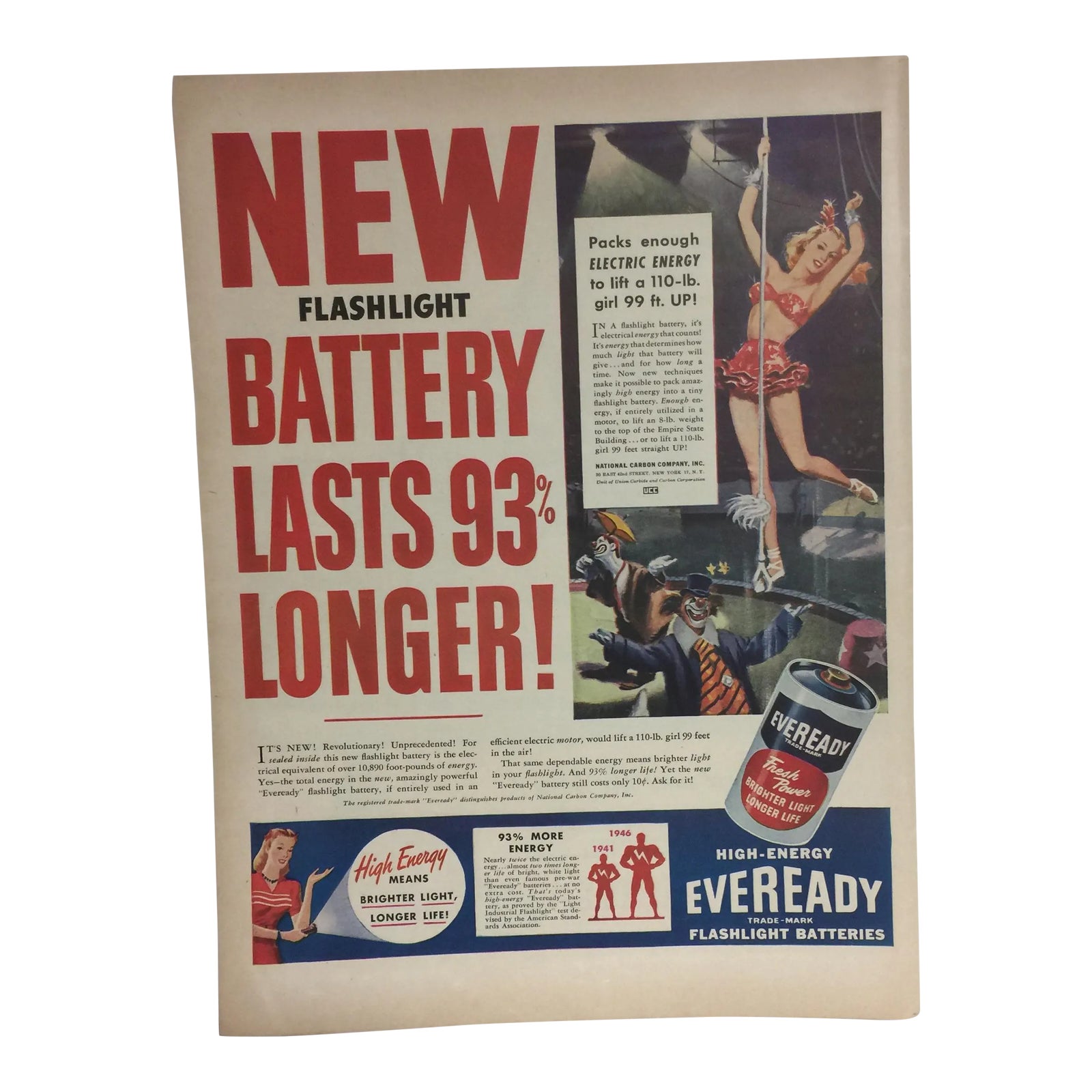Vintage 1940s Eveready Flashlight Ad | Chairish