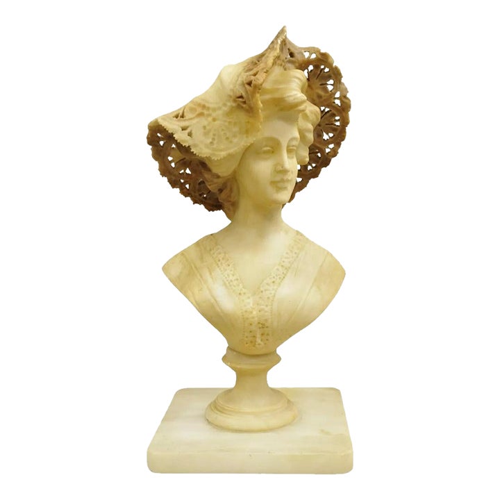 Late 19th Century Antique Victorian Carved Italian Alabaster Woman Bust ...
