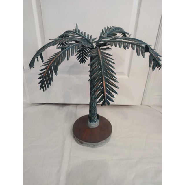 Vintage Large Metal Tole Decorative Palm Tree Statue Figure Room Decor ...