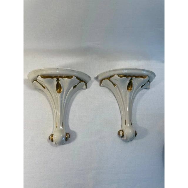 Mid 20th Century Italian Style Decorative Ceramic Wall Bracket Shelves ...