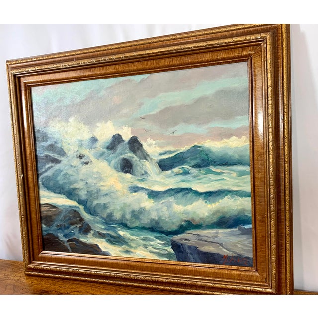 1963 “Cape Storm” Expressionist Seascape Oil Painting by Malcolm Waite ...