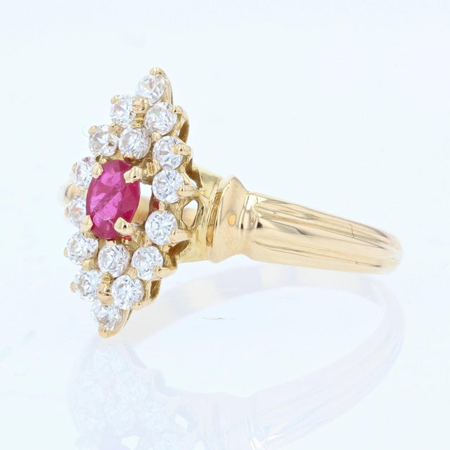 Modern Ruby Diamonds 18 Karat Yellow Gold Shuttle Shape Ring Size 7 ...