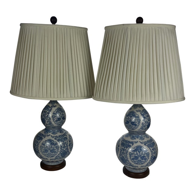Ralph Lauren Blue and White Guard Lamps- a Pair | Chairish