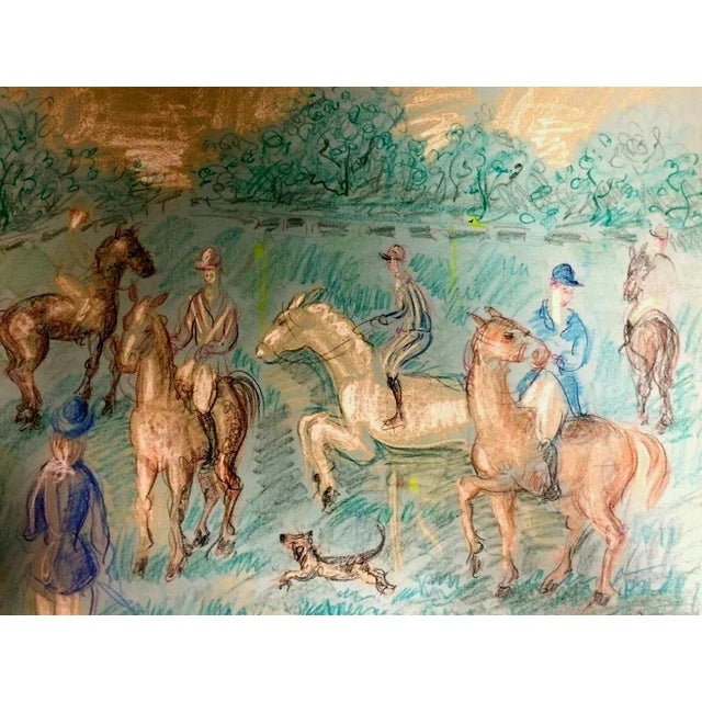 1950s Vintage French Hunting Scene Drawing | Chairish