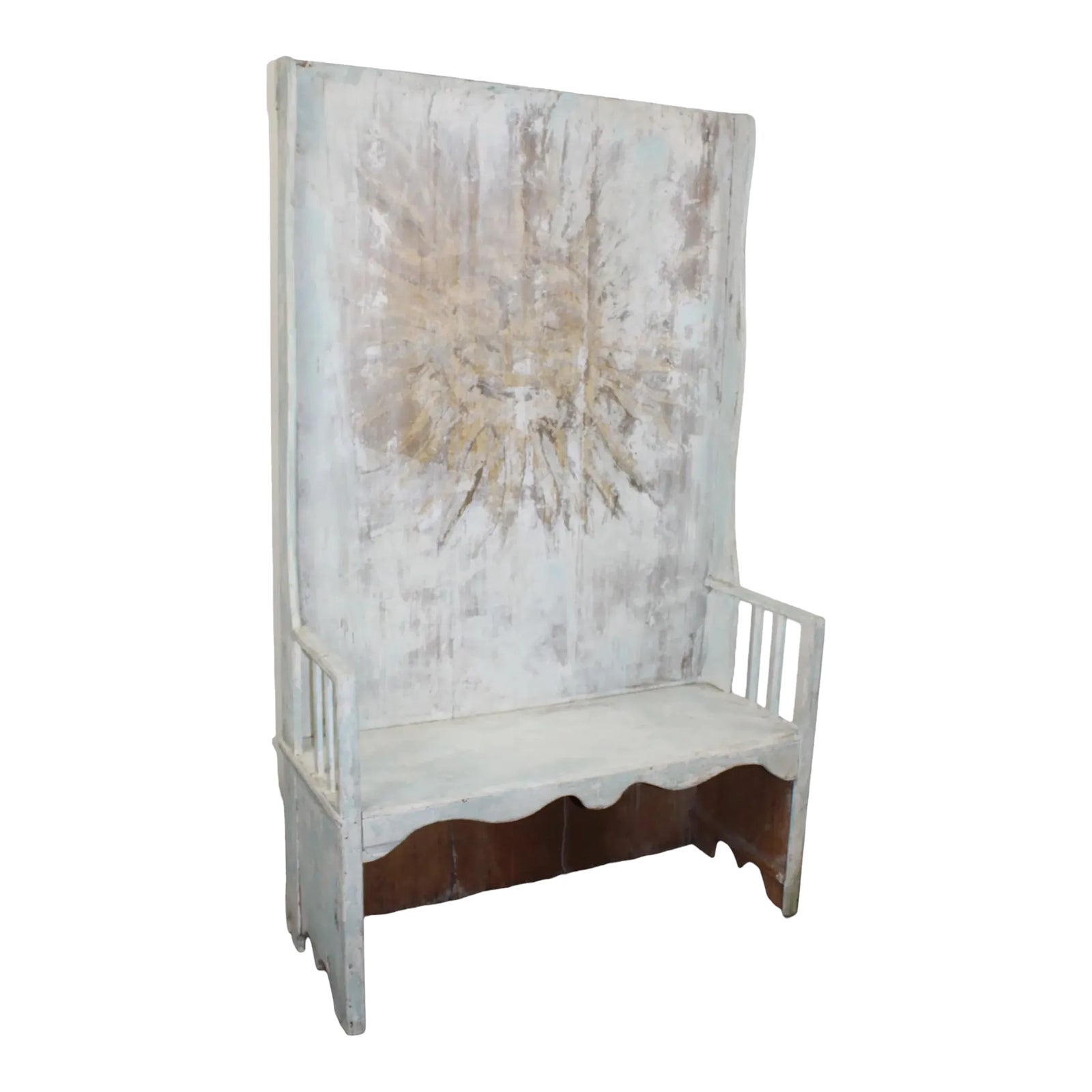 Late 19th Century Spanish Catalan Painted Pine High Back Hall Bench ...
