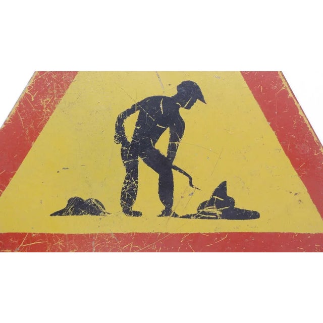 Vintage European Steel Road Work Traffic Sign | Chairish