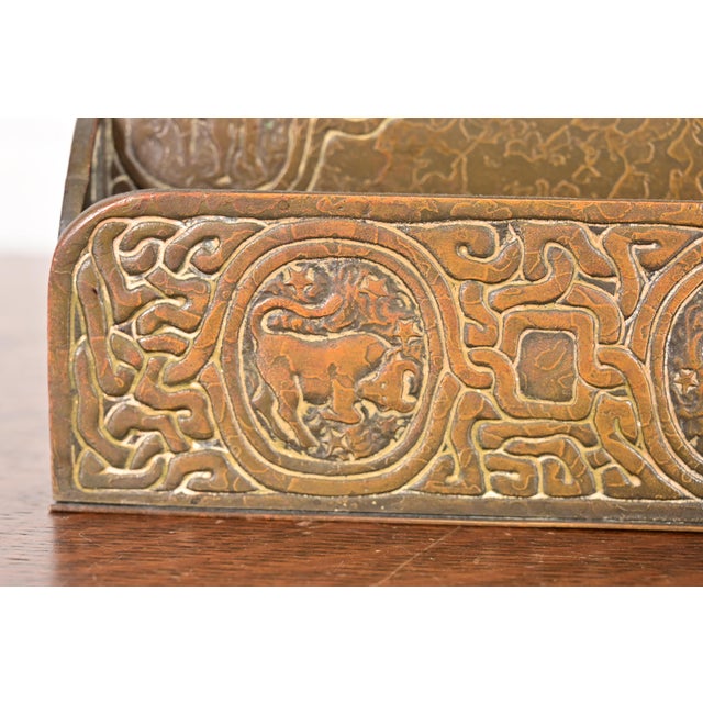 Tiffany Studios New York Zodiac Bronze Letter Rack | Chairish