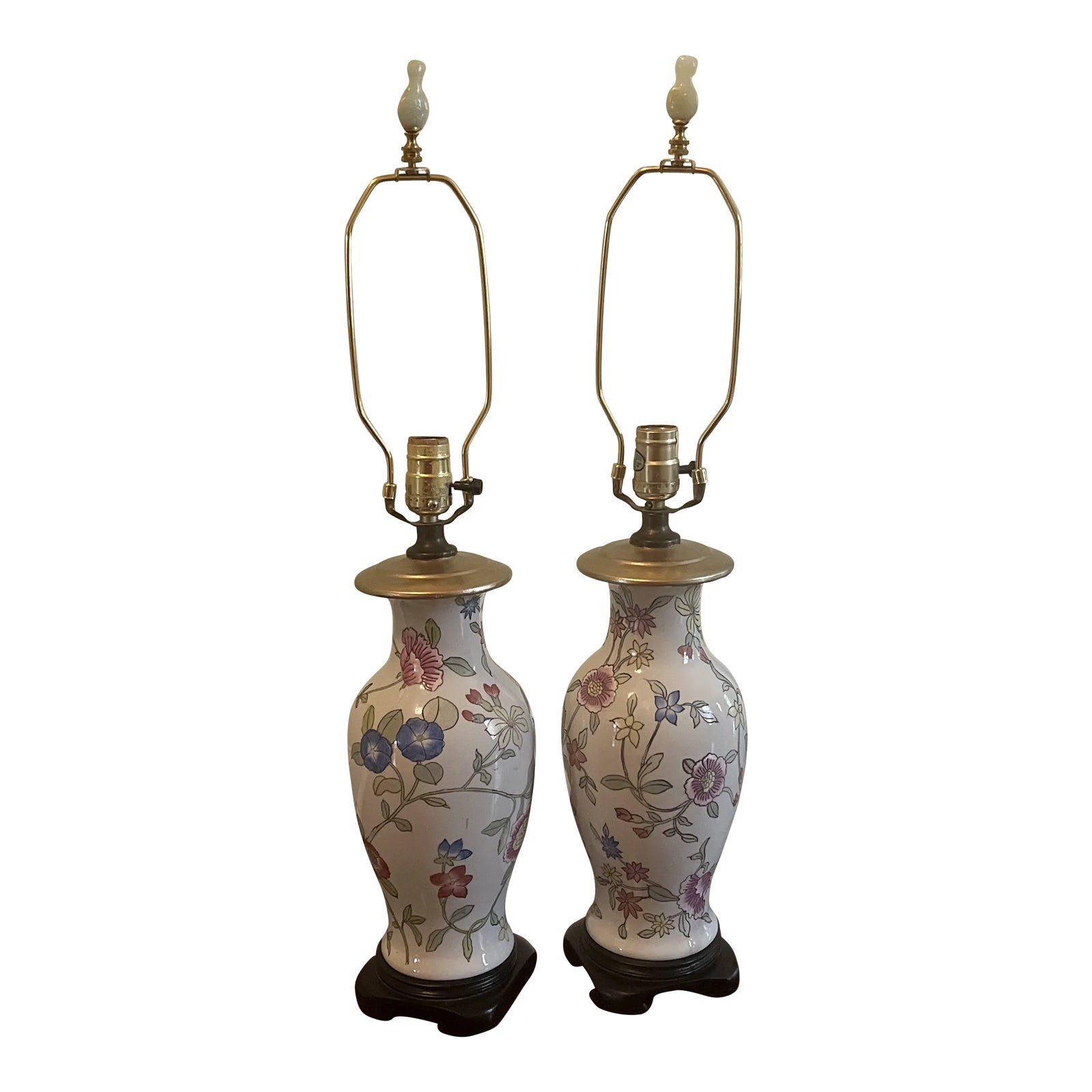 1950s Embossed Floral Table Lamps - a Pair | Chairish