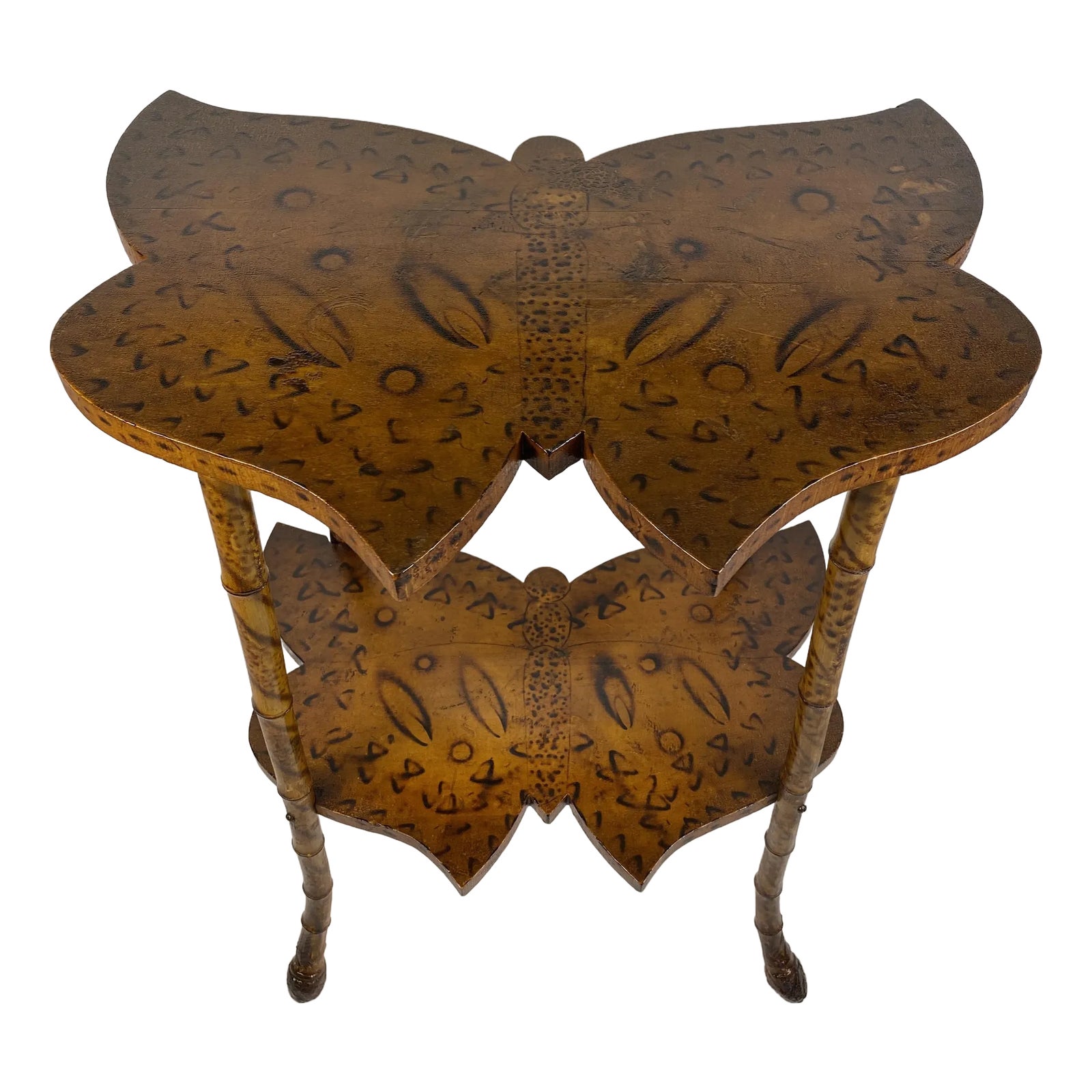 Late 19th Century English Victorian Scorched Bamboo Butterfly Side ...