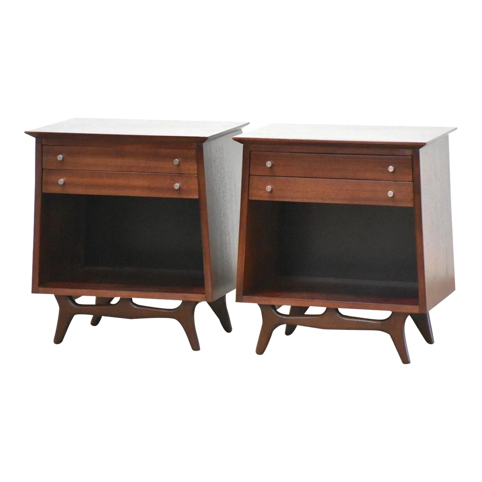 Refinished Mahogany Nightstands by Rway - a Pair | Chairish