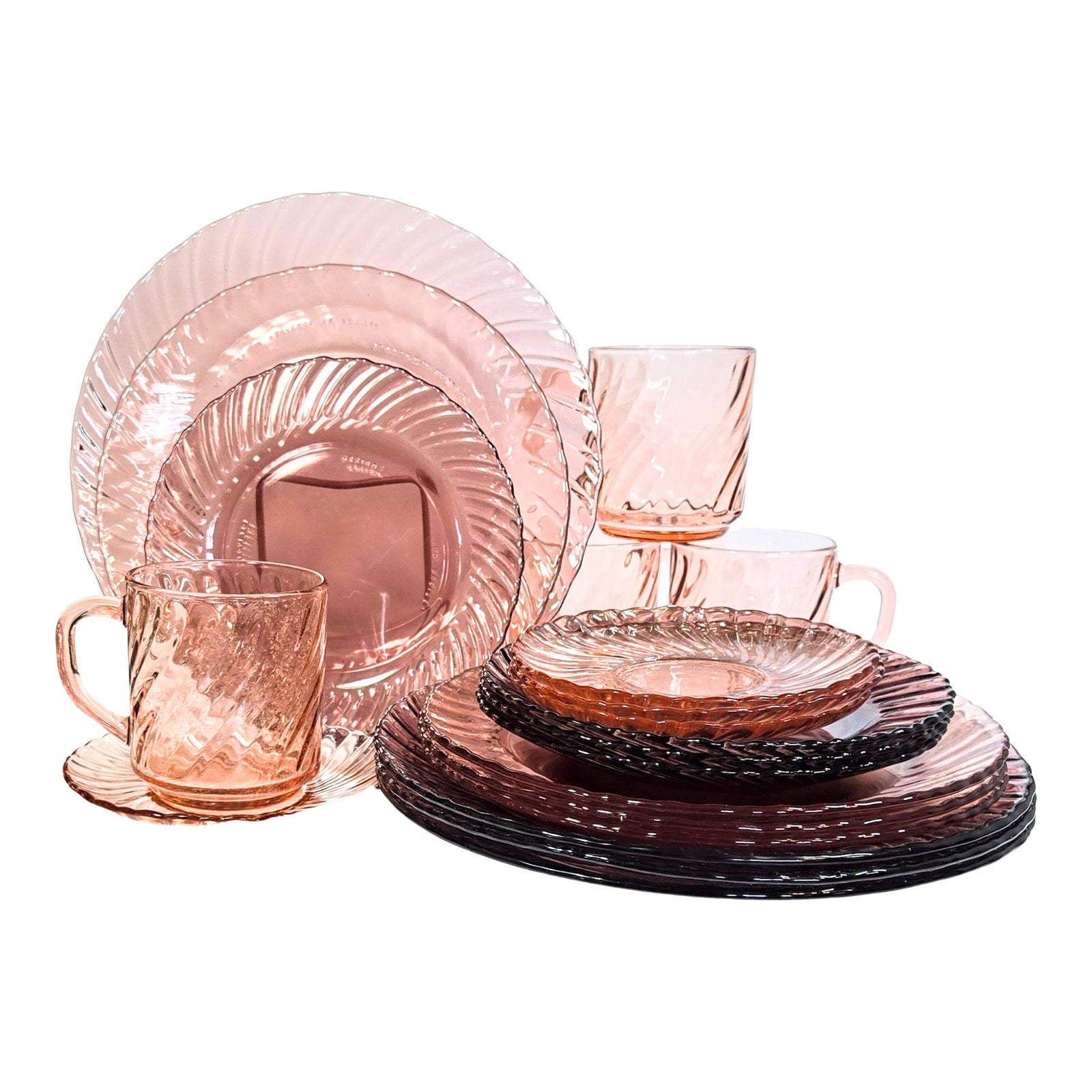 French Glass Dinnerware- Set of 20 | Chairish