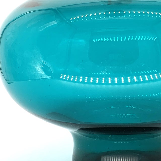 Vintage Blenko Decanter in Peacock | 1965 Designed by Joel Myers | Chairish