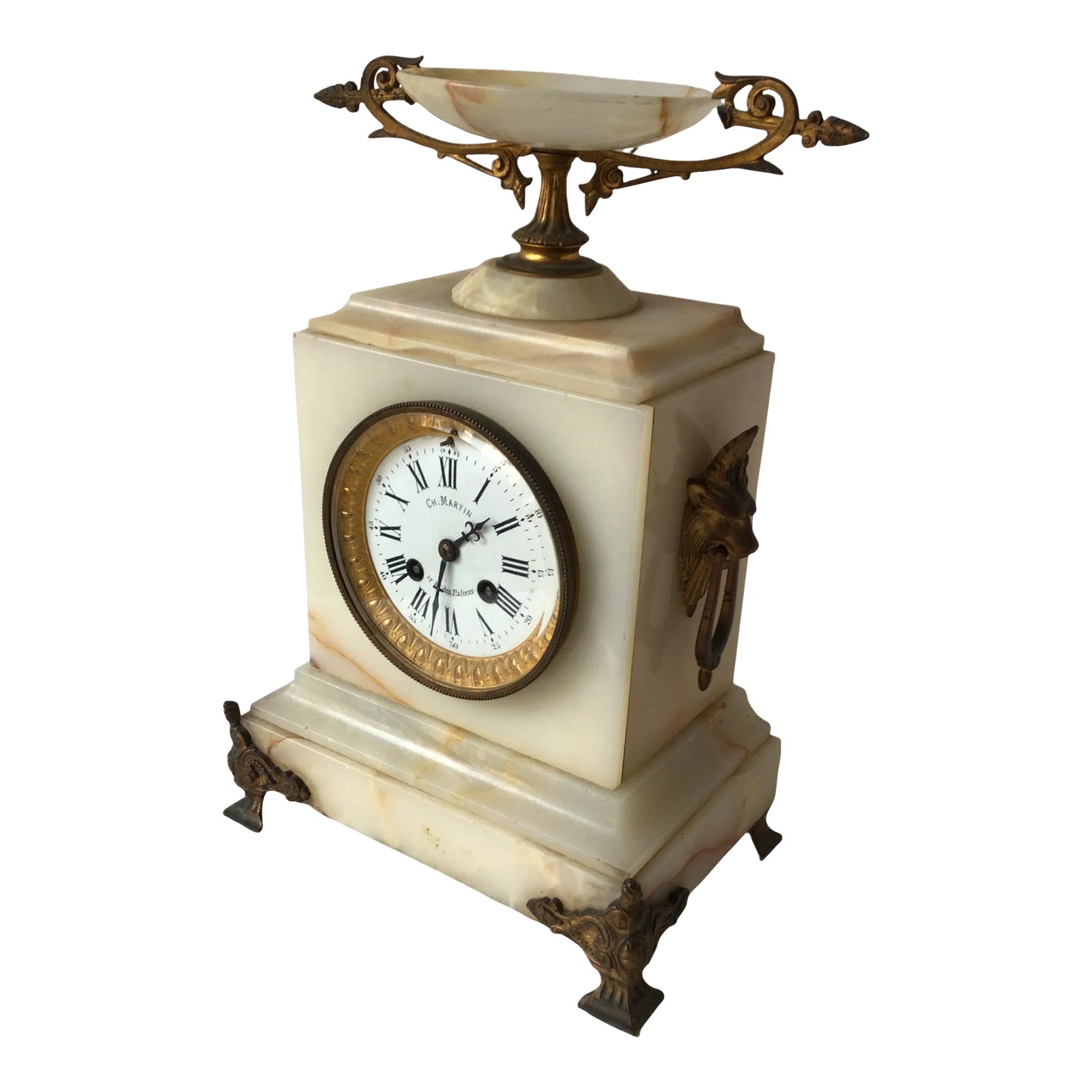 1870s CH Martin French Onyx Mantle Clock | Chairish