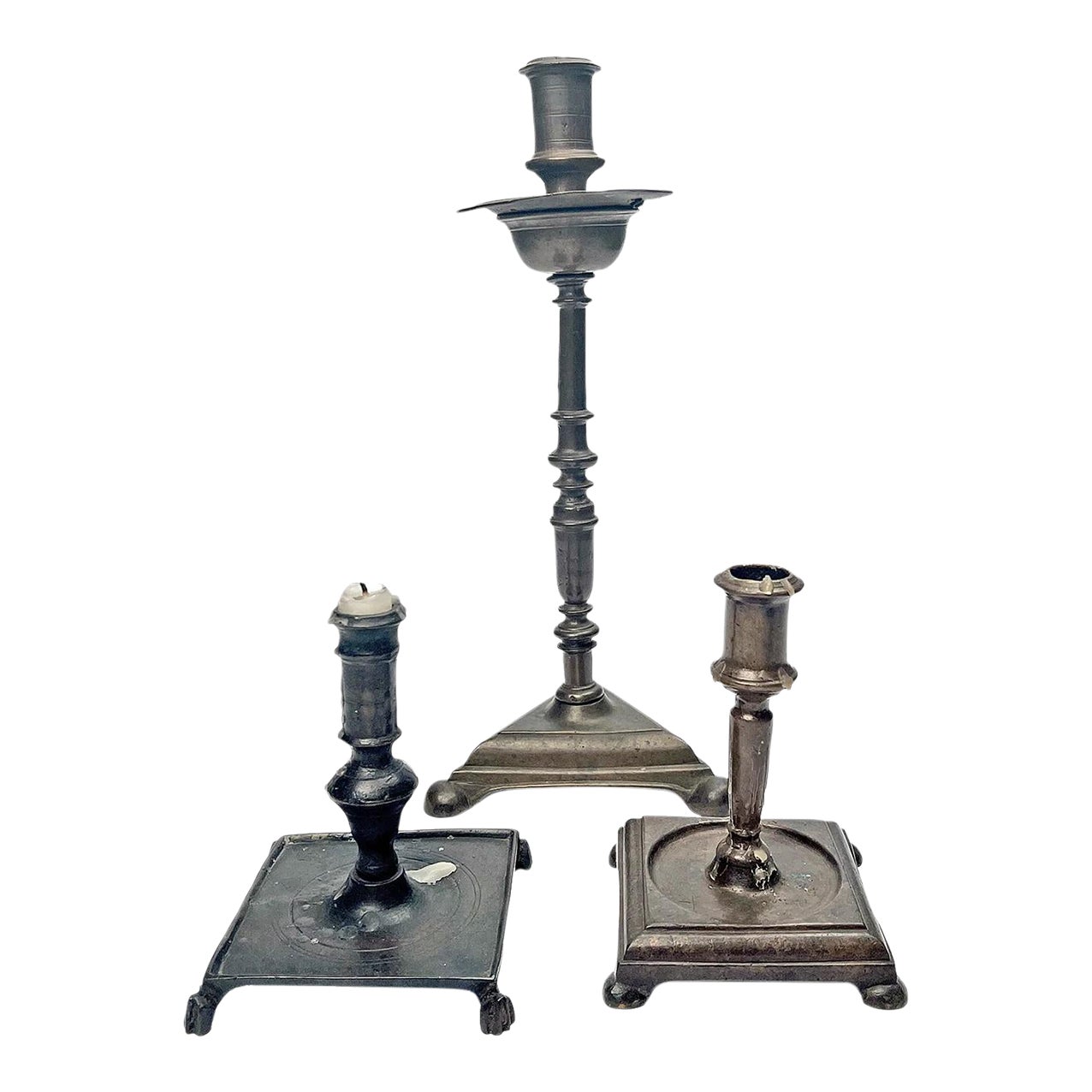 1750 Colonial Candlesticks - Set of 3 | Chairish