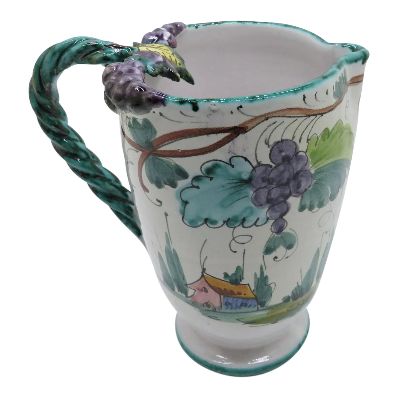 Italian Hand-Painted Small Pitcher | Chairish