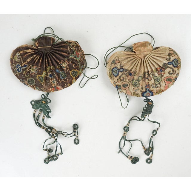 Antique Chinese Embroidered Scent Pouch - a Pair | Chairish