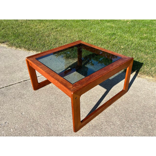 Mid Century Modern Danish Teak and Smoked Glass Coffee Table by Komfort ...