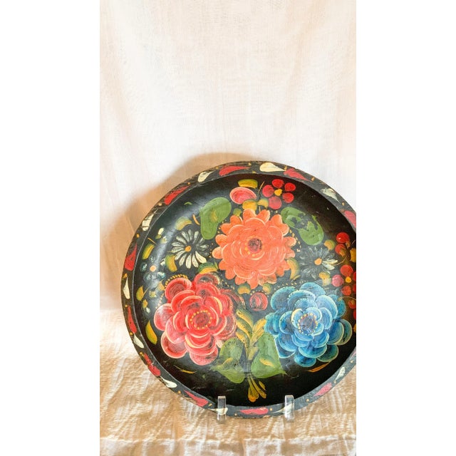 Vintage Hand Painted Mexican Batea Flower Bowl Tray | Chairish