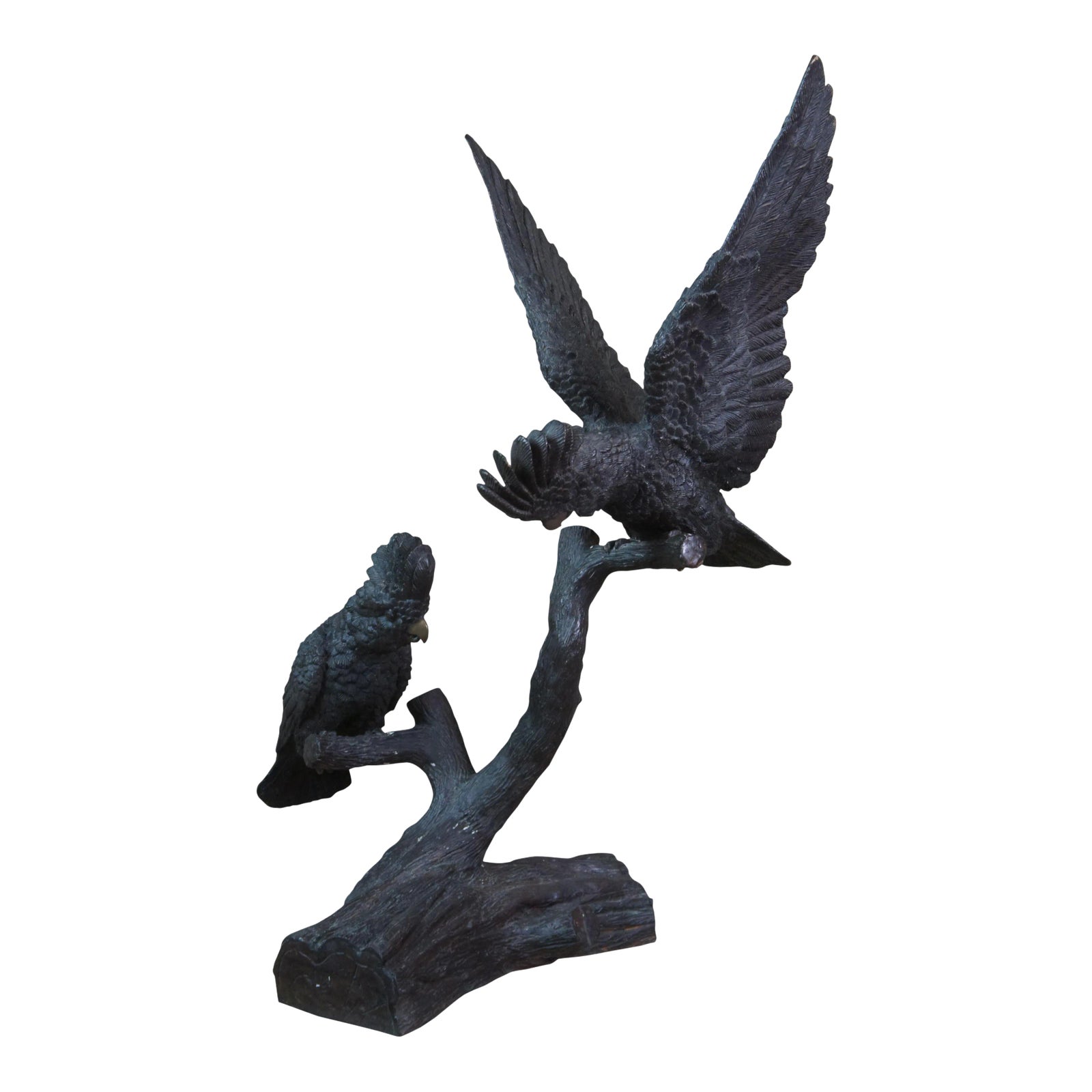 Mid Century Lifesize French Bronze Parrots Cockatoos Birds Sculpture ...