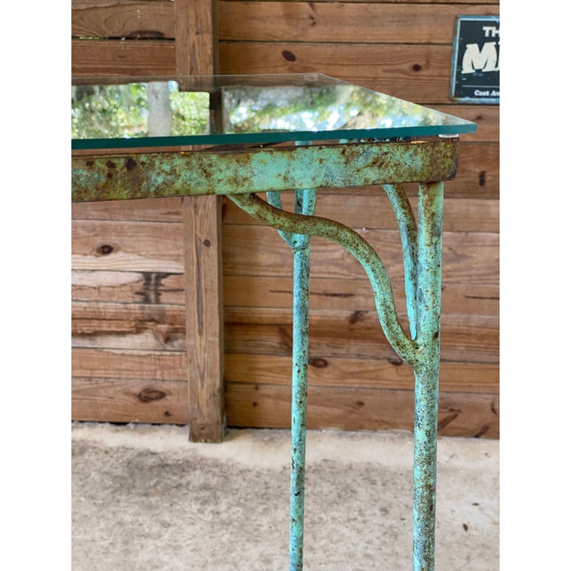 Late 19th Century Architectural Wrought Iron Verdigris Console | Chairish