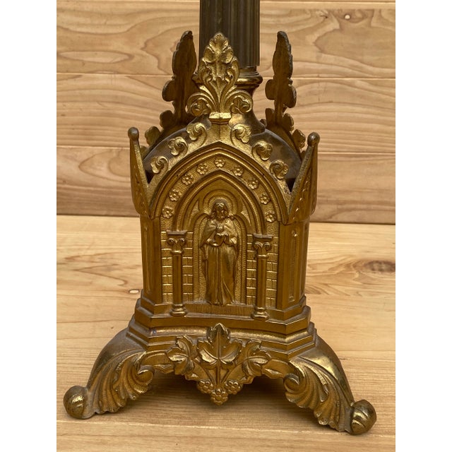 19th Century Antique French Neogothic Altar Torchère Candlestick Set ...