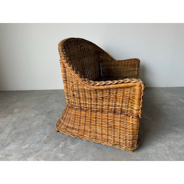 Vintage Coastal Wicker Works Braided Woven Wicker Rattan Loveseat ...