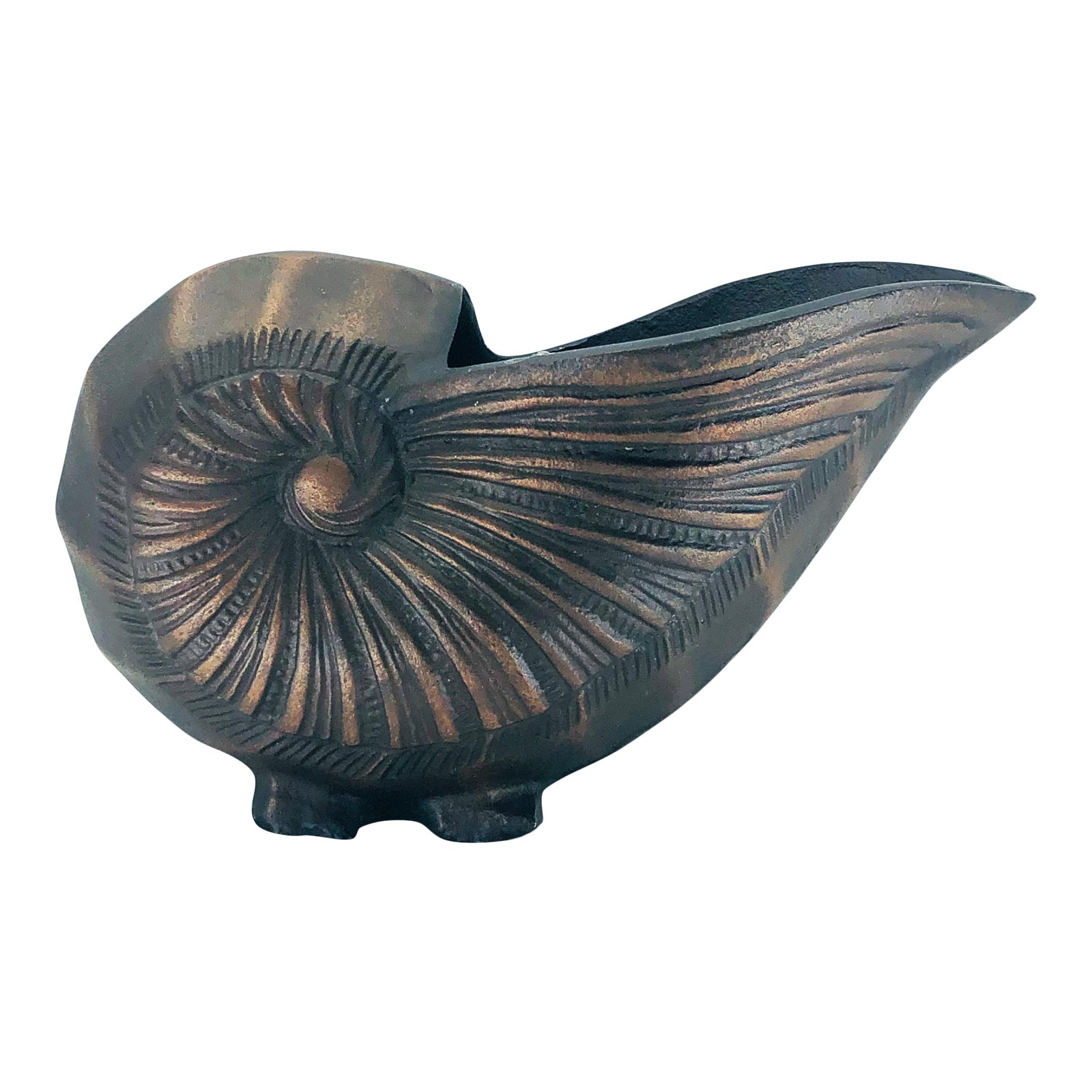 Nautical Cast Iron Seashell Vase | Chairish