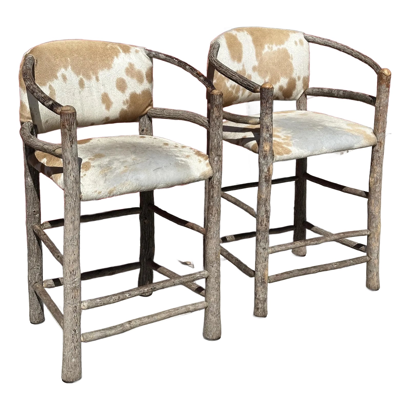 Cowhide Barstools - Pair | Chairish