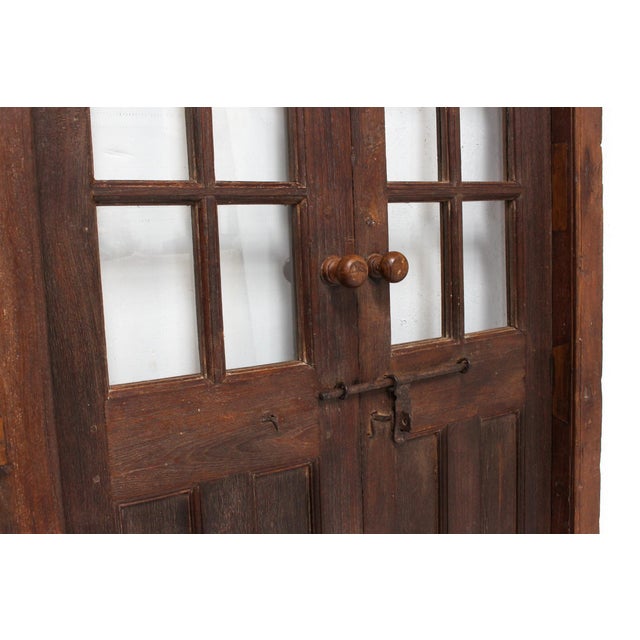 16 Pane Wood Door With Wooden Knob | Chairish