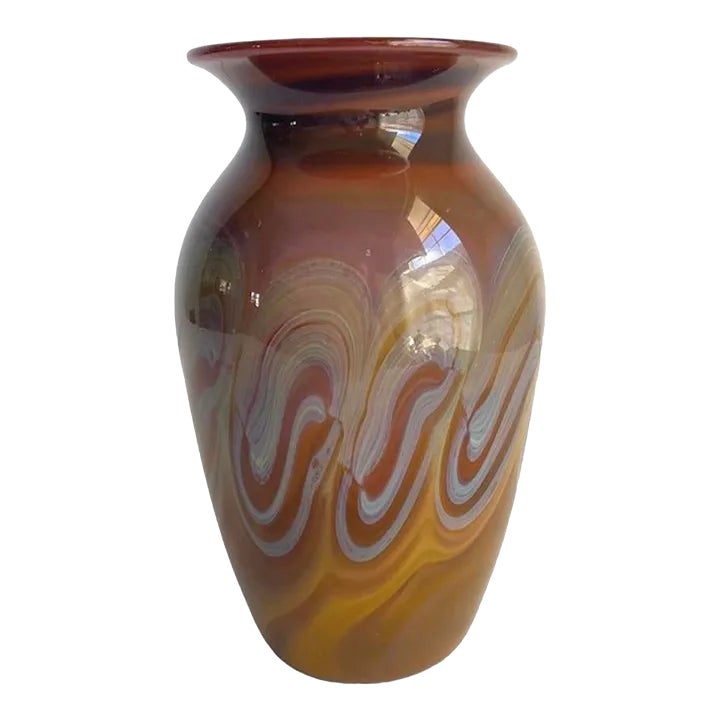 Vintage Eric Berlin Art Glass Swirl Vase Hand Blown Alder House Oregon ...