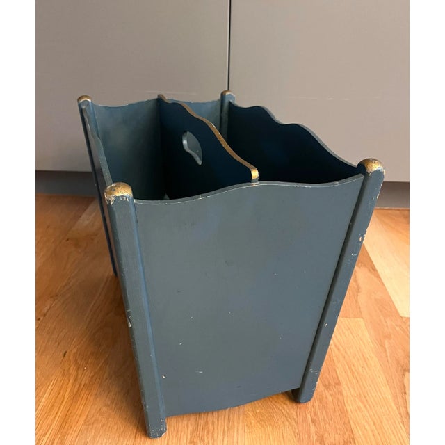 Antique Floral Painted Wood Magazine Rack | Chairish