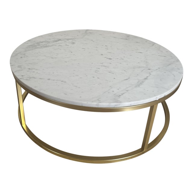 CB2 Round Marble Coffee Table | Chairish
