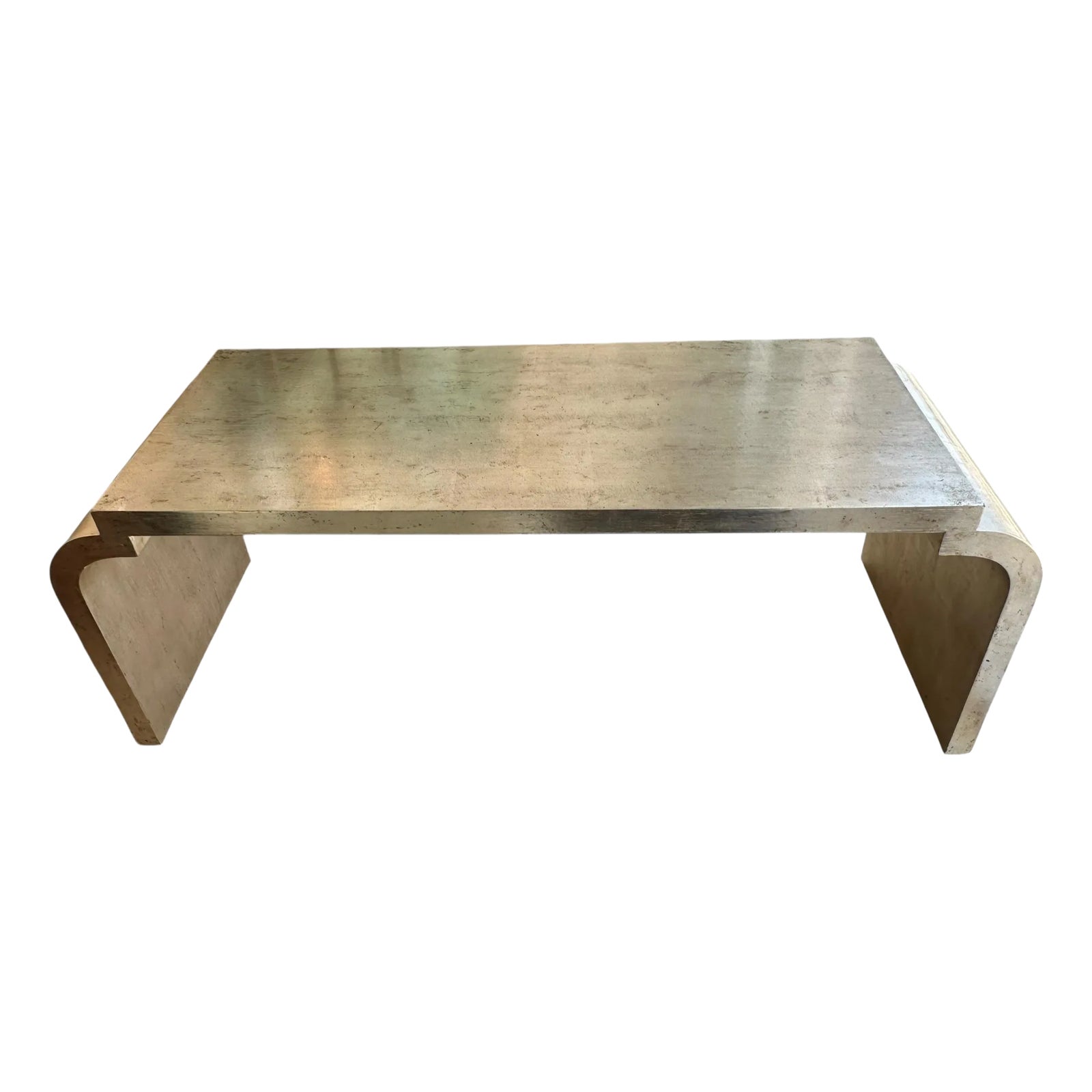 Dennis & Leen Modern Designer Silver Giltwood Waterfall Cocktail Table ...