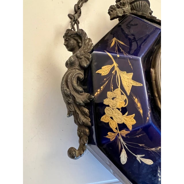 19th Century Cobalt Blue & Gold Wall Clock by Eugene Farcot | Chairish