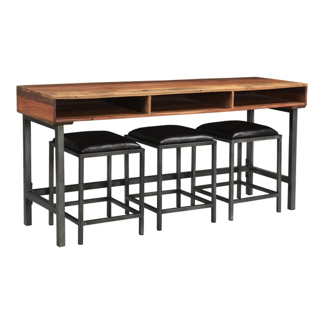 Luna Sofa Table With Set of 3 Stools | Chairish