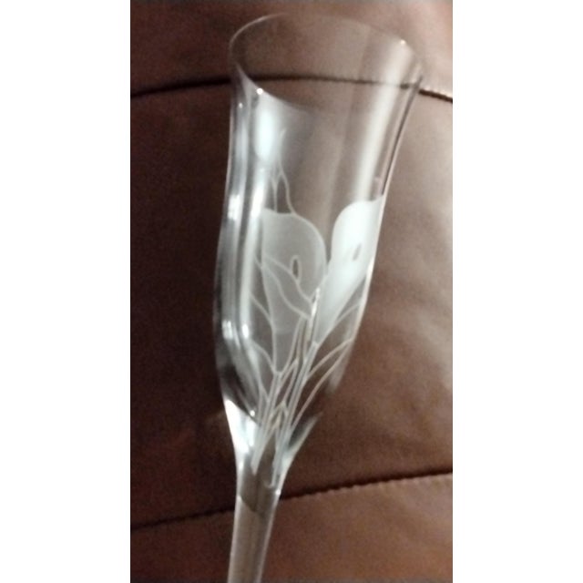 Late 20th Century, 3 Pieces, Mikasa Crystal Champagne Flutes Calla ...