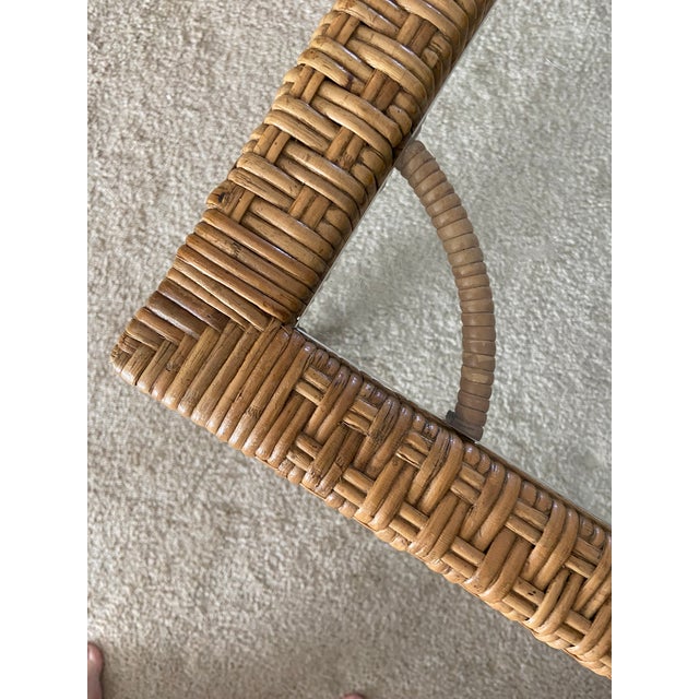 Vintage Mid-Century Wrapped Wicker and Glass Coffee Table | Chairish