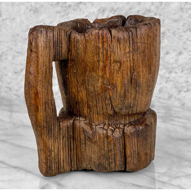 Antique Primitive Folk Art Wood Carved Mug Cup | Chairish