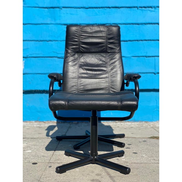 Mid 20th Century Danish Modern Kebe of Denmark Black Leather Recliner ...