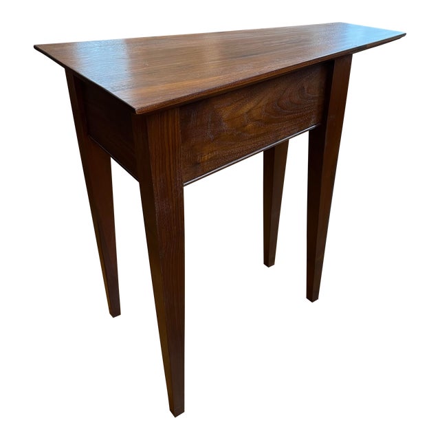 Custom Black Walnut Wing Side Table With Drawer | Chairish