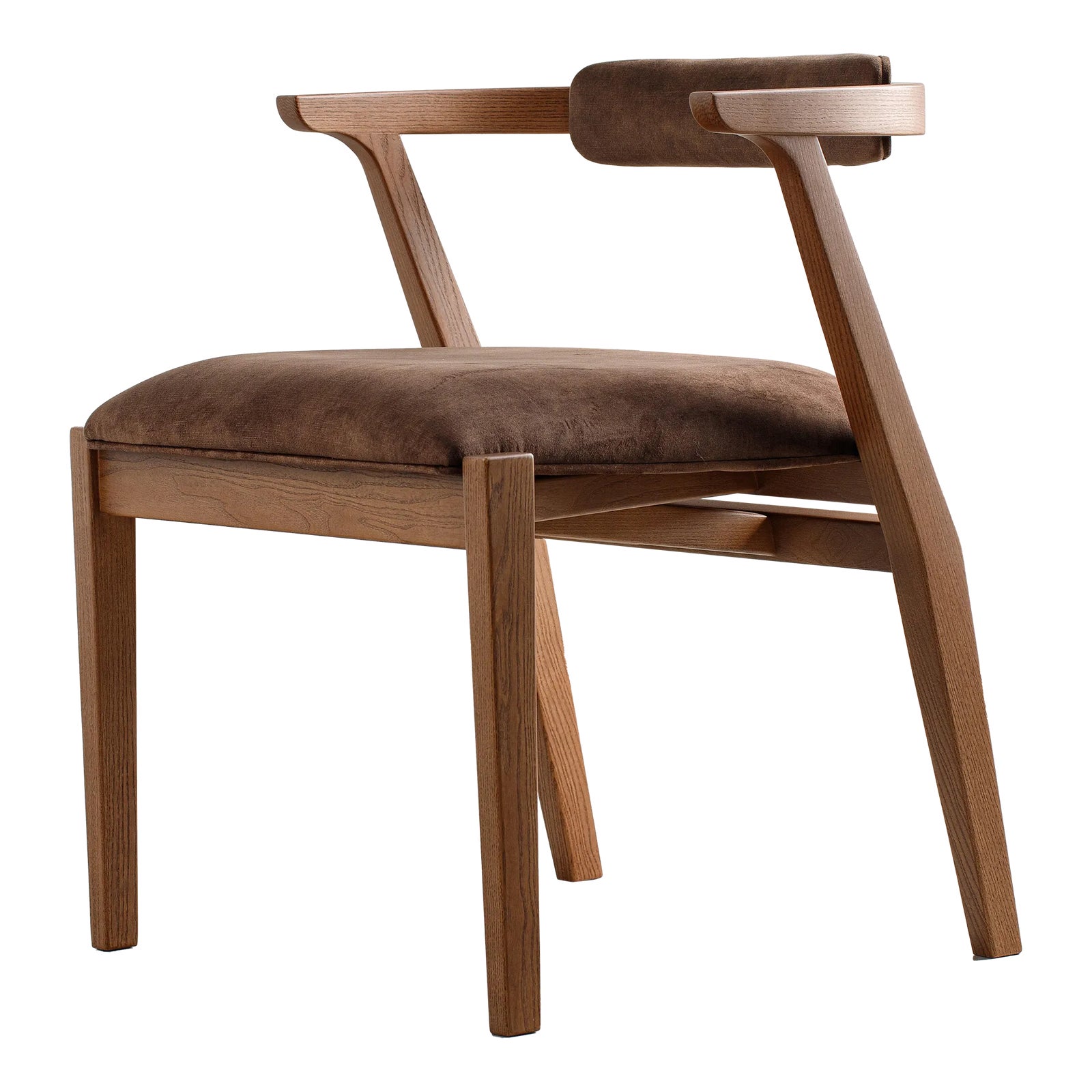Mid-Century Modern Style Ash Solid Wood Dining Chair in Brown Color ...
