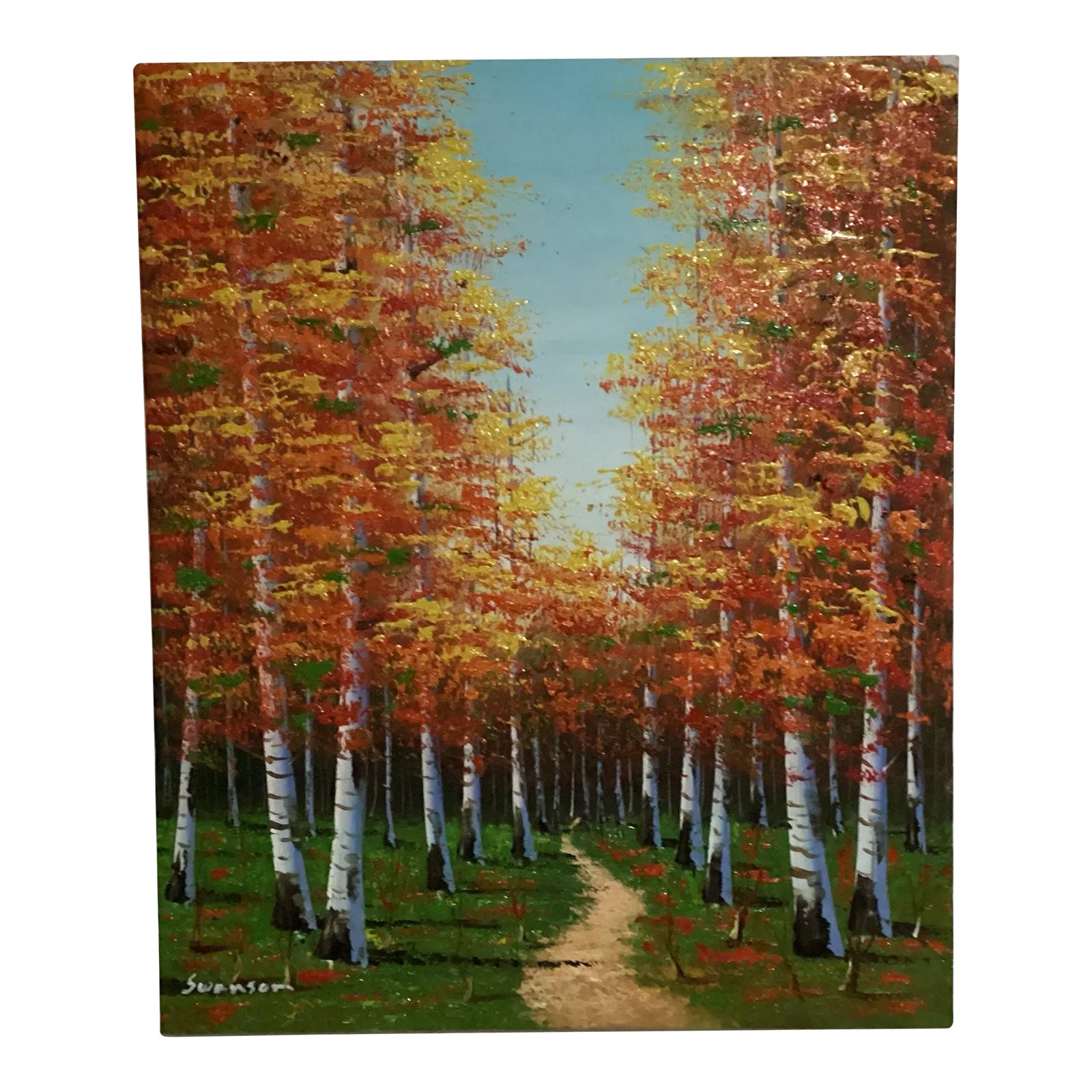 Late 20th Century Original Oil Painting, Landscape of Autumn Afternoon ...